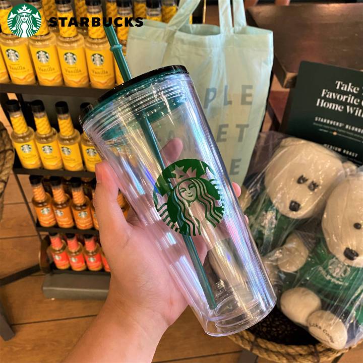 Starbucks Double Wall Insulated Thick Acrylic Tumbler with Straw and Lid Huge Drinking Bottle ...