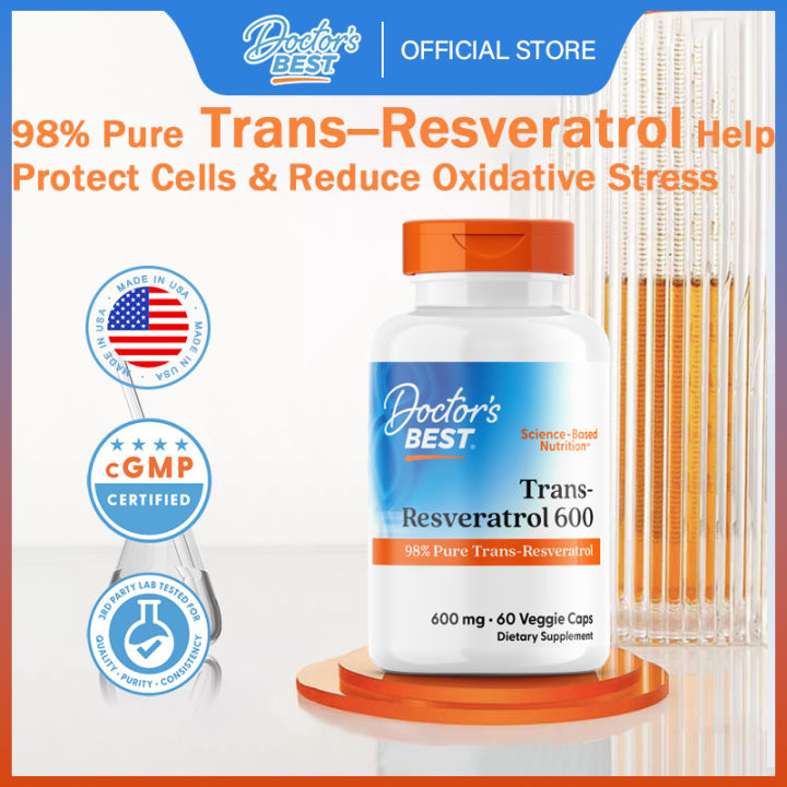 Doctor’s Best Trans-Resveratrol 600mg 60 Veggie Caps Helps Protect ...