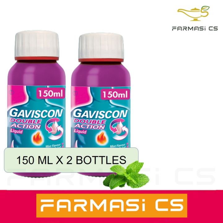 Gaviscon Double Action Liquid Mint Flavour 150ml x 2 Bottles [ TWIN ...