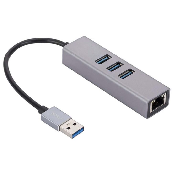 Aluminum Alloy USB Gigabit Network Card 3 Port 3.0 HUB USB to RJ45 ...