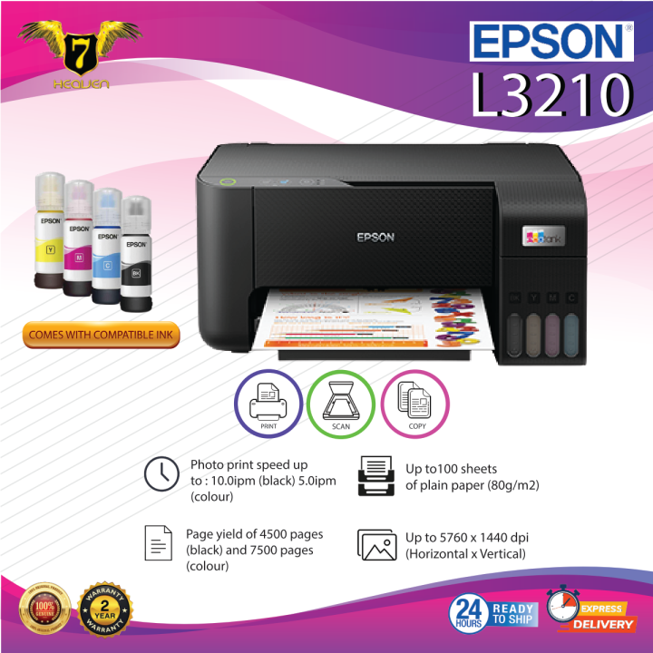 Epson EcoTank L3210 All-in-One Ink Tank Printer (Print, Scan, Copy ...