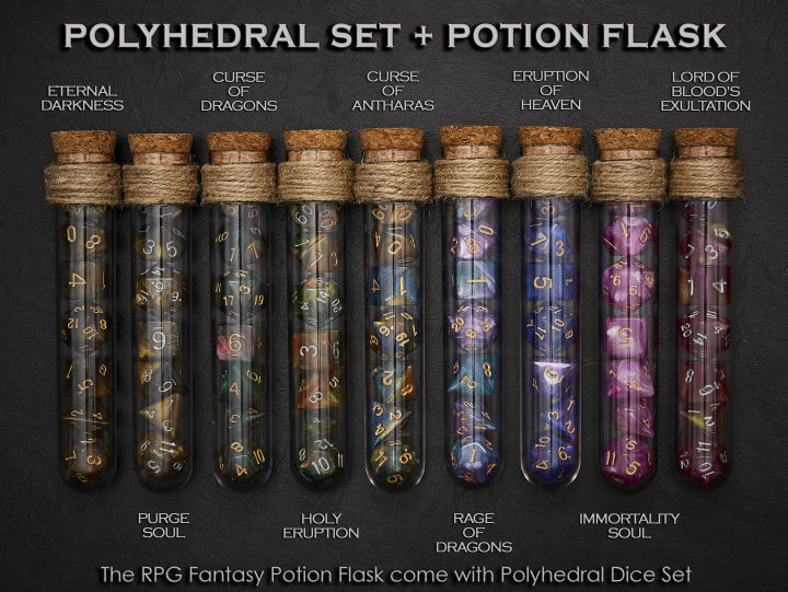 Potion Flask with Dice Set of 7 | ลูกเต๋า Dice For DnD D&D MTG RPG TRPG ...