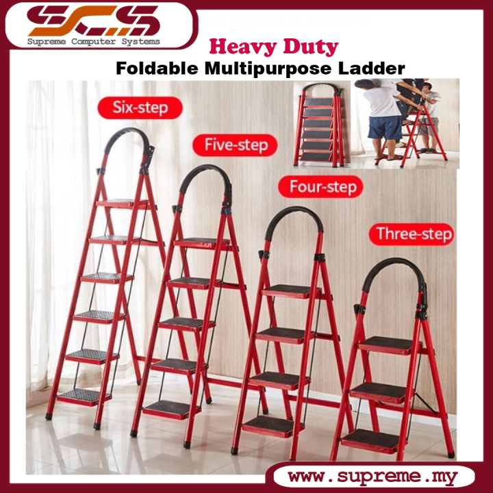 3/4/5/6 Step Ladder Foldable Ladder Heavy Duty Ladder Lightweight ...