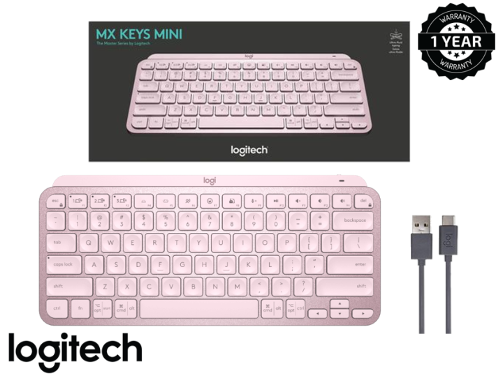 Logitech MX Keys Mini Rose Pink Minimalist Wireless Illuminated Keyboard MX Key / 920-010507 ...