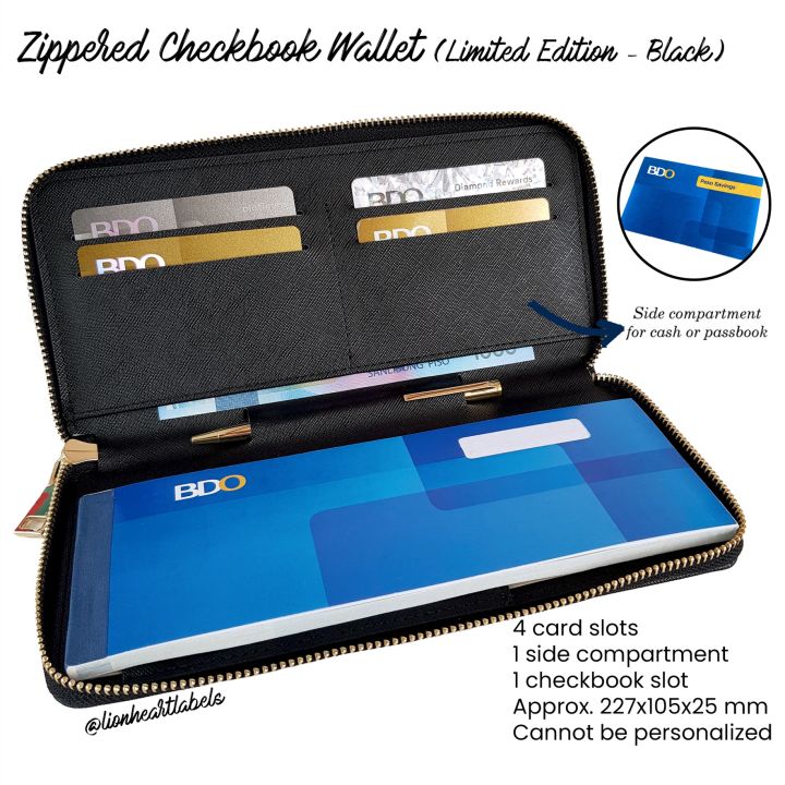 [PLAIN NO NAME] Checkbook Holder 4 Card Slots Pen Loop Wallet BDO BPI ...