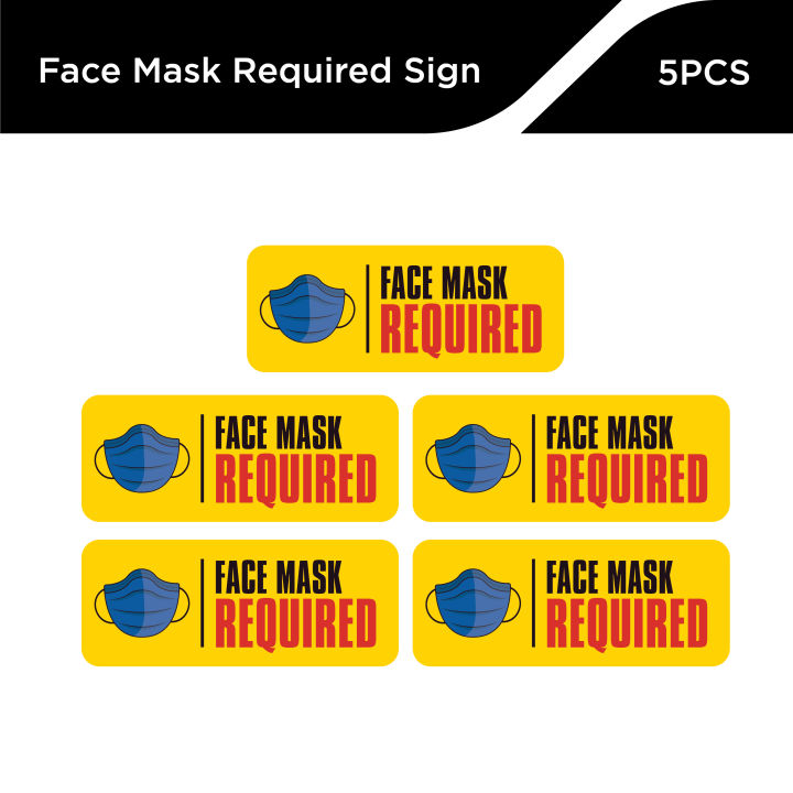 DSign 5pcs Face Mask Required Sign Sticker Vinyl Sticker Signage 4x10 ...