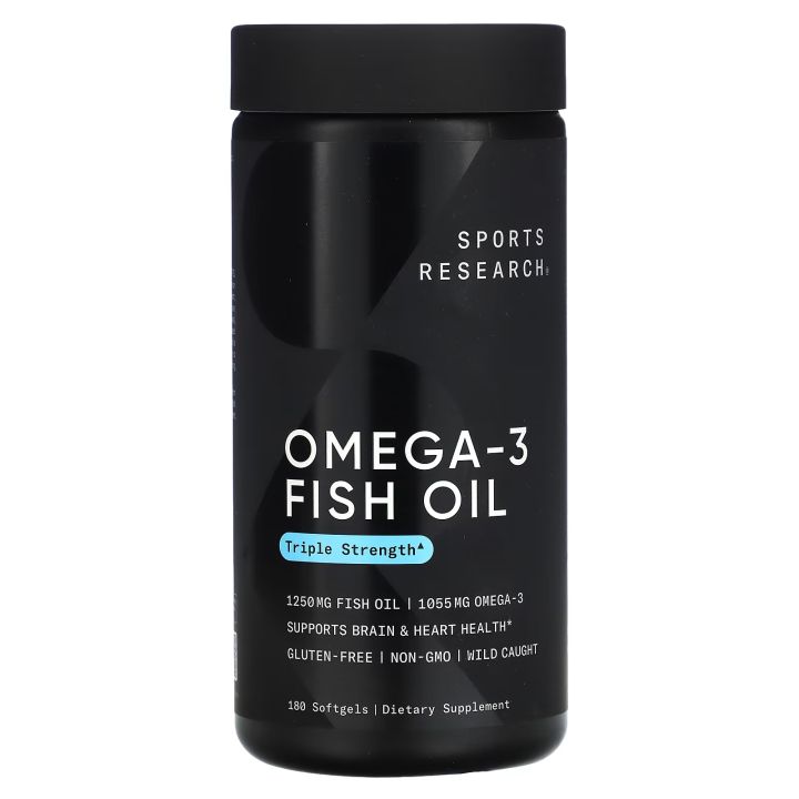 Sports Research Omega-3 Fish Oil, Triple Strength 60/180 Softgels | Lazada