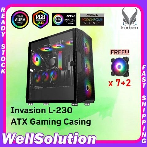 Invasion ATX Case L-230 Gaming Casing With 7+2 ARGB Fan | Lazada