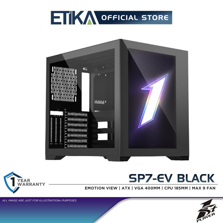 1st Player SP7-EV Emotion View Black | Standard ATX Side Tempered Glass PC Gaming Casing | ARGB ...