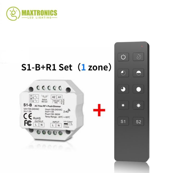 New S1-B LED Dimmer 220V 230V 110V PWM Dimer 2.4G RF Remote Control ...