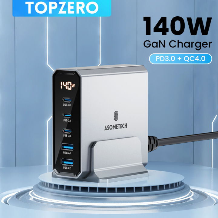 TOPZERO 140W Gan thiết bị sạc sạc nhanh Nhiều Cổng Qc4.0 Pd Loại C Sạc Cho Điện Thoại 14 13 Mac ...