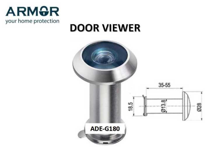 ARMOR ADE-G180 Door Viewer 180 Degree Wide Viewing Angle Door Eye ...