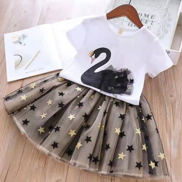 Setelan Rok Tutu Sugar Tule Inner Sifon Star Kaos Swan Princess ...