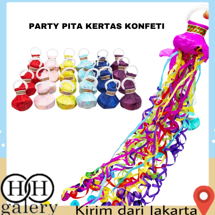 Party Pita Kertas Konfeti Kertas Cracker Popper Pita Warna-warni Pita ...