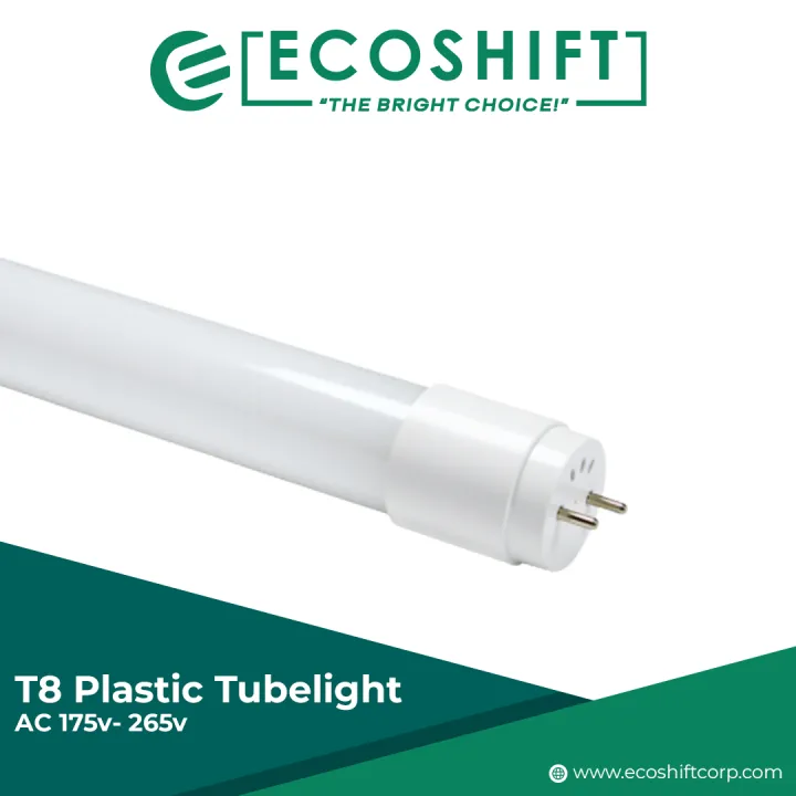 Ecoshift T8 LED TUBE LIGHT - PLASTIC TYPE - 18W 4FT | Lazada PH
