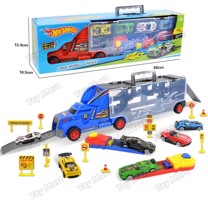 welcome Hot Wheels Parking Truck w Traffic Road Signs Cars Ejection ...
