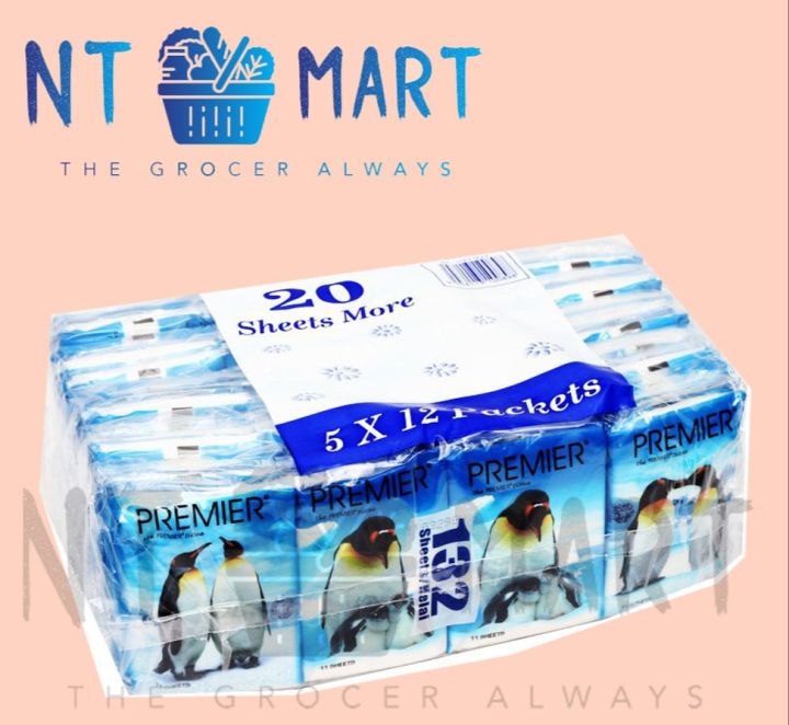 Premier Penguin Pocket Tissue 5 x 12's × 9sheets | Lazada