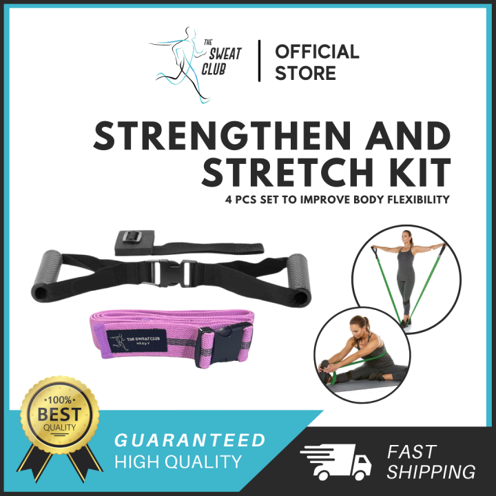 [4 PCS/SET] Strengthen & Stretch Kit Resistance Set Improve Flexibility ...