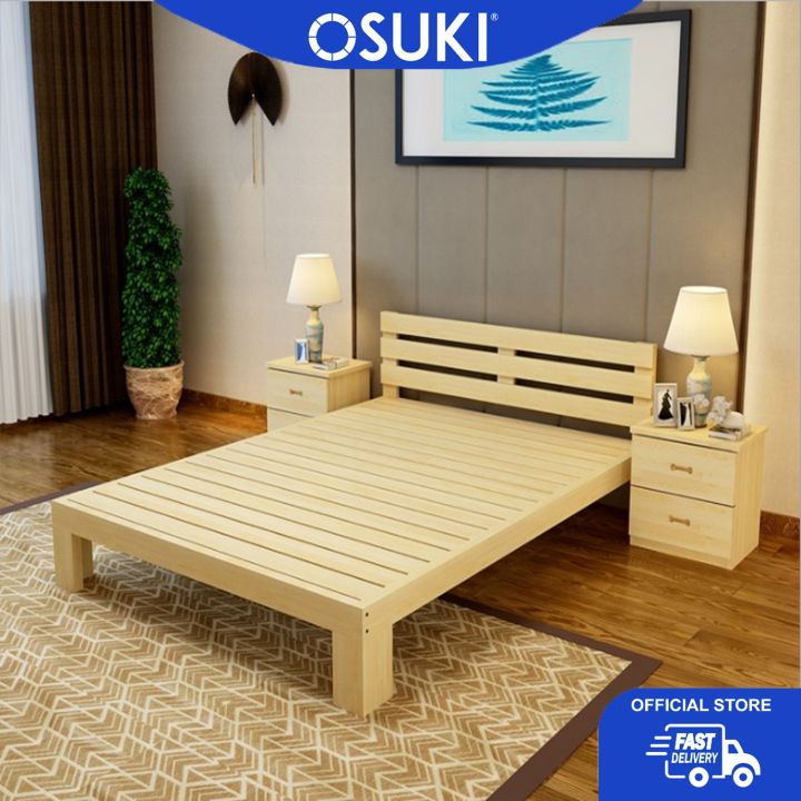 OSUKI Solid Wood Single Bed Frame 190 x 90cm | Lazada