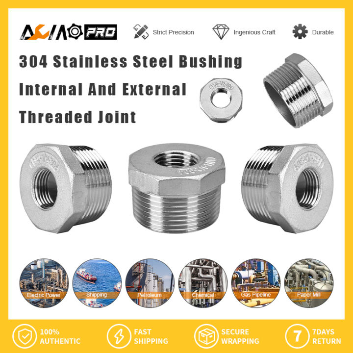 AumoPro 1PC 304 Stainless Steel Reducing Bush Extension Pipe Fitting 1/ ...