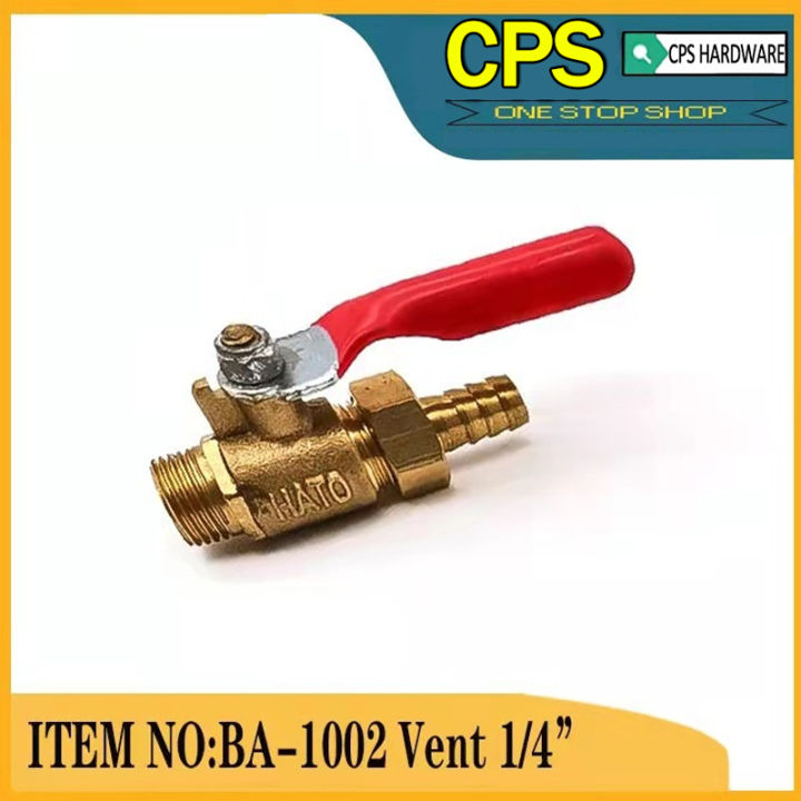 BA-1002 Brass red handle tracheal small ball valve outer teeth (1/4 ...