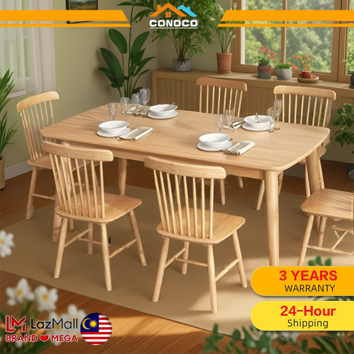 CONOCO Solid Wood Dining Table Modern Simple Light Luxury Small-Sized Apartment Household Dining ...
