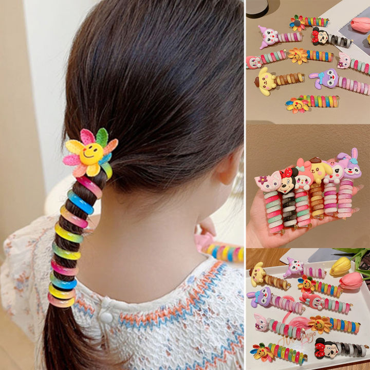1 PC Elastic Cartoon Image Telephone Wire Hair Bands Girl Woman Hair ...