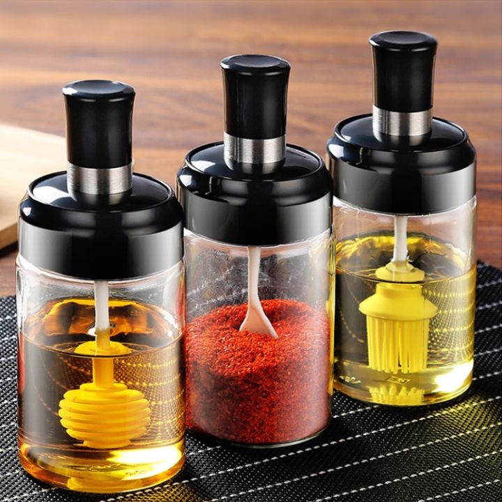Transparent Glass Seasoning Bottle With Spoon Salt Condiment Food Grade ...