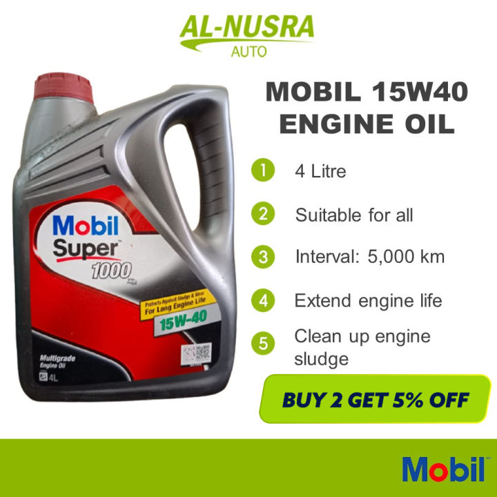 MOBIL SUPER 1000 X2 15W40 ENGINE OIL 4L MINYAK HITAM MINERAL 15W-40 ...