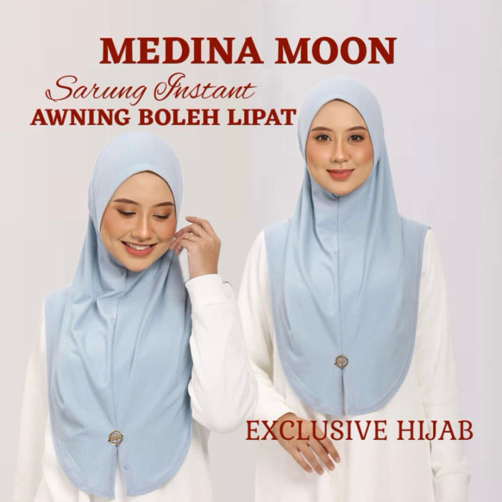 TUDUNG SARUNG INSTANT HIJAB COTTON MEDINA MOON SAIZ M/L ALREHHAN AWNING ...