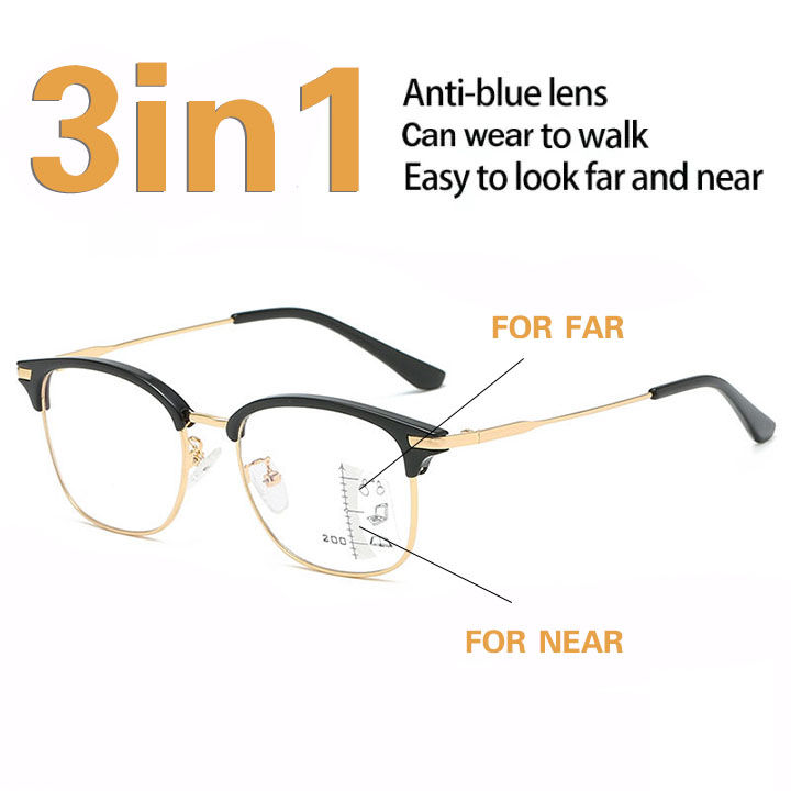 3 in 1 Progressive Multifocal Reading Glasses Automatic Zoom ...