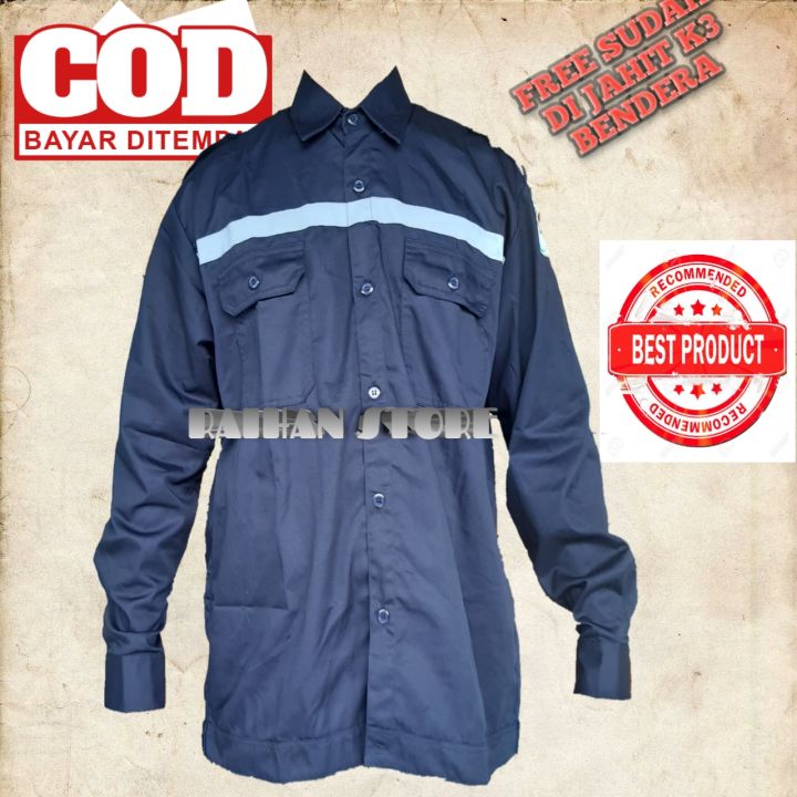 BAJU SERAGAM KERJA SAFETY MERAH ATASAN-WEARPACK KATELPAK DENGAN LOGO K3 ...