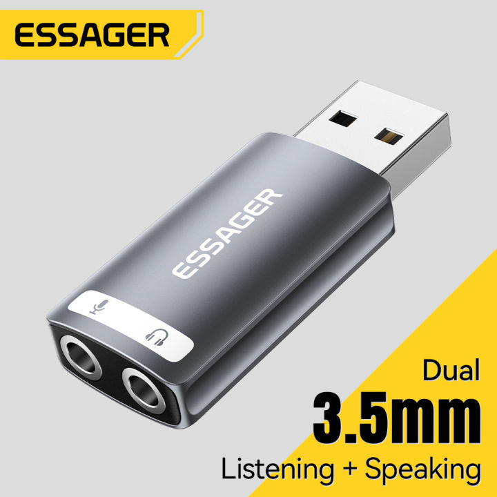 Essager Adapters Type C USB to 3.5mm External Sound Card Listening ...