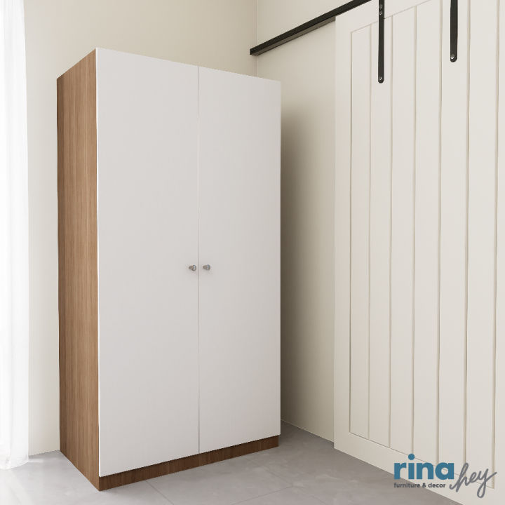 Rina Hey ตู้เสื้อผ้า 2 บานเปิด รุ่น WELL/2 | Lazada.co.th