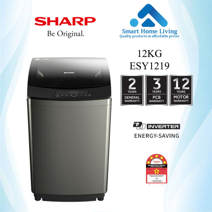SHARP (ESY1219) 12KG FULL AUTO DD INVERTER WASHING MACHINE - GLASS ...