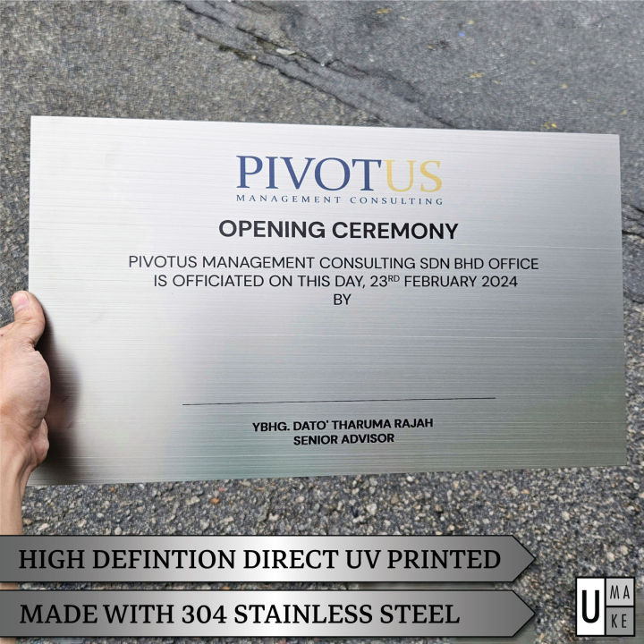 UV Print Stainless Steel Business Company Signboard Papan Tanda ...