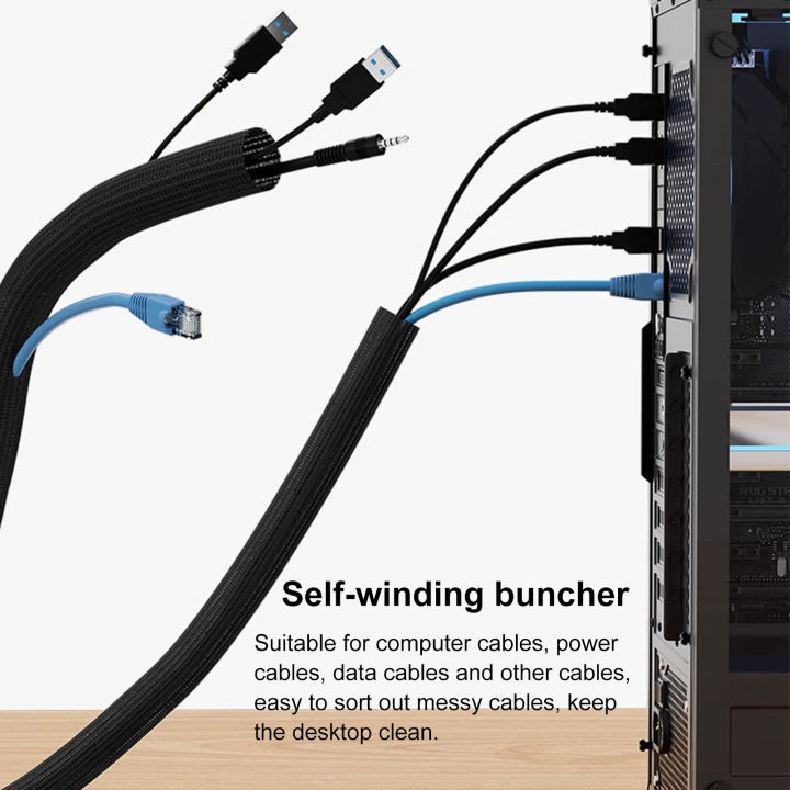 Cable Management Sleeve 2m Braided Cable Sleeve Cord Protector for Tv ...