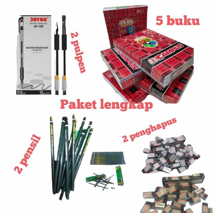 (PROMO) PAKET LENGkAP 1 PACK ISI 10 PCS/5 PCS BUKU FREE PULPEN, PENSIL ...