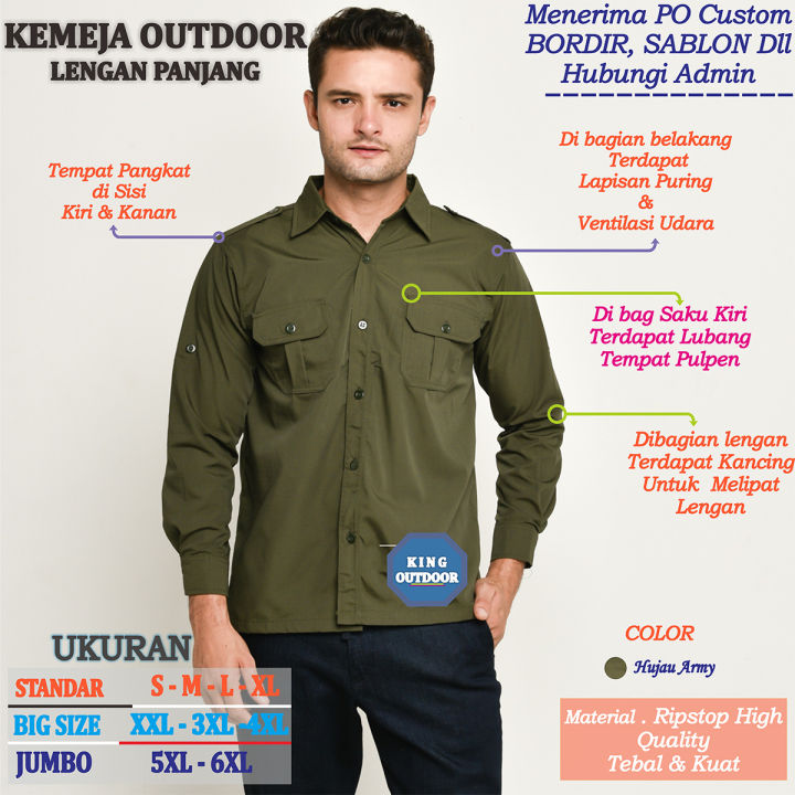 Kemeja Tactical Premium Warna HIJAU ARMY | Pakaian Dinas Lapangan ...