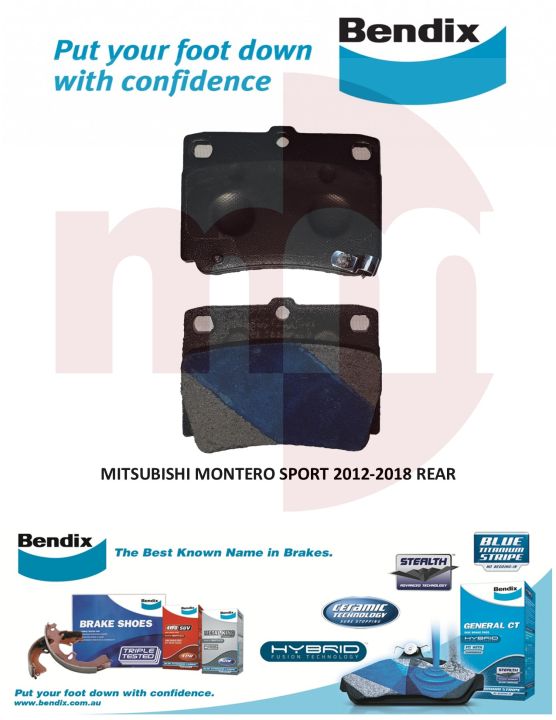 BENDIX GCT Brake Pads for MITSUBISHI MONTERO SPORT 2012-2018 REAR ...