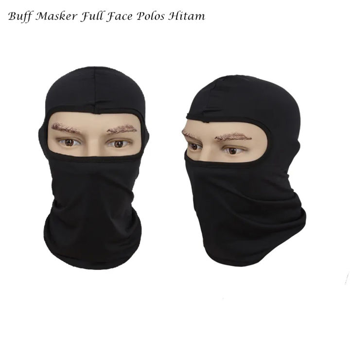 Sebo Buff masker penutup muka full face motif hitam Polos / Masker ...