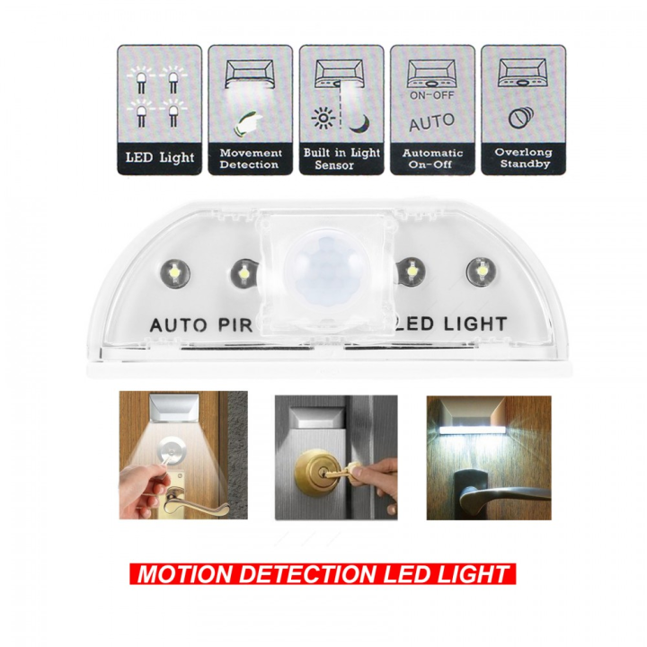 Auto PIR Keyhole 4 Led Light With Motion Sensor Detector - Silver ...
