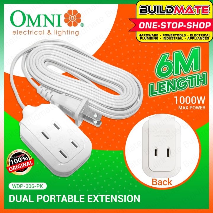 OMNI Dual Portable Extension Cord Set 6 Meter Wire Power Strip WDP-306 ...