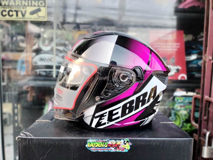 ZEBRA H320 GLOSS PINK HALF FACE DUAL VISOR-WITH FREEBIES | Lazada PH