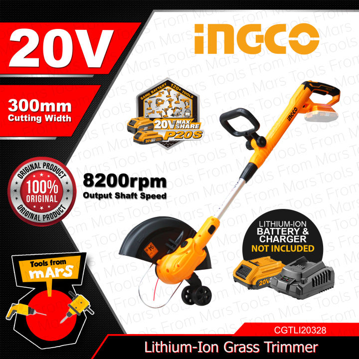 INGCO Lithium-Ion Cordless Grass Trimmer 20V String Trimmer Garden Tool ...