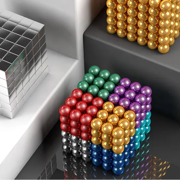 3MM 1000PCS Magic Rainbow 10 Colors Silver Magnet Cube Puzzle Toys ...