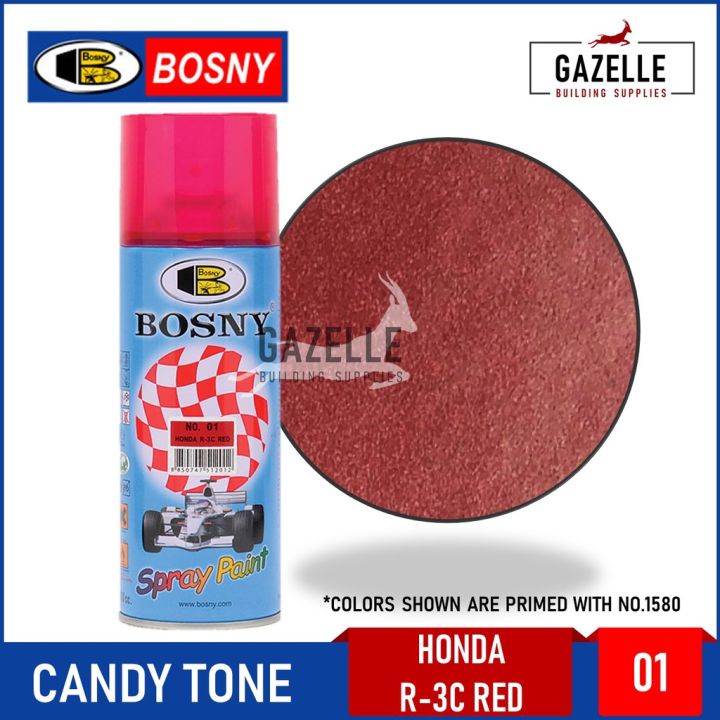 COD Bosny Candy Tone Acrylic Spray Paint - 01 Honda R-3C Red | Lazada PH