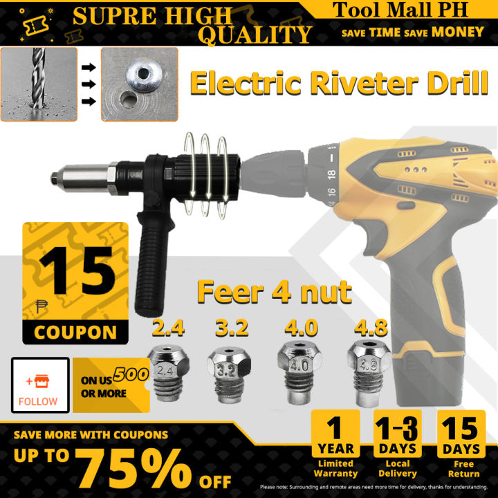 【Limited Time Offer】Electric Riveter Drill Rivet Machine Electric Rivet ...