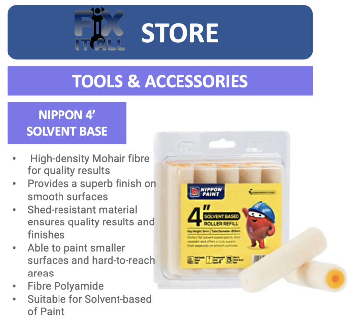 [1pcs] NIPPON 4 INCH REFILL ROLLER SOLVENT BASED PAINTING / CAT | Lazada