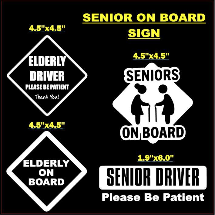 SENIOR on Board Sign for Seniors Safety for all vehicles Vinyl decals ...